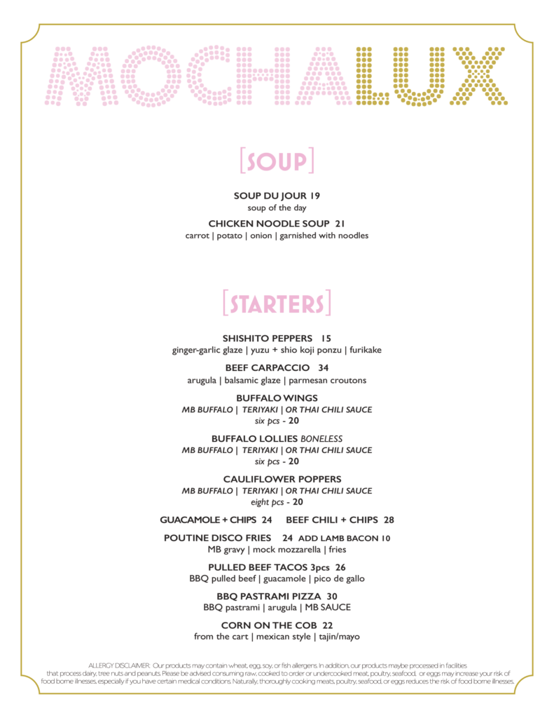 Menu - Mocha Burger Times Square