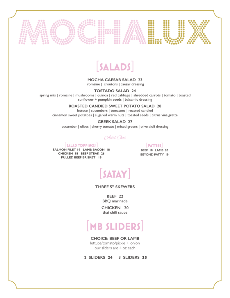 Menu - Mocha Burger Times Square