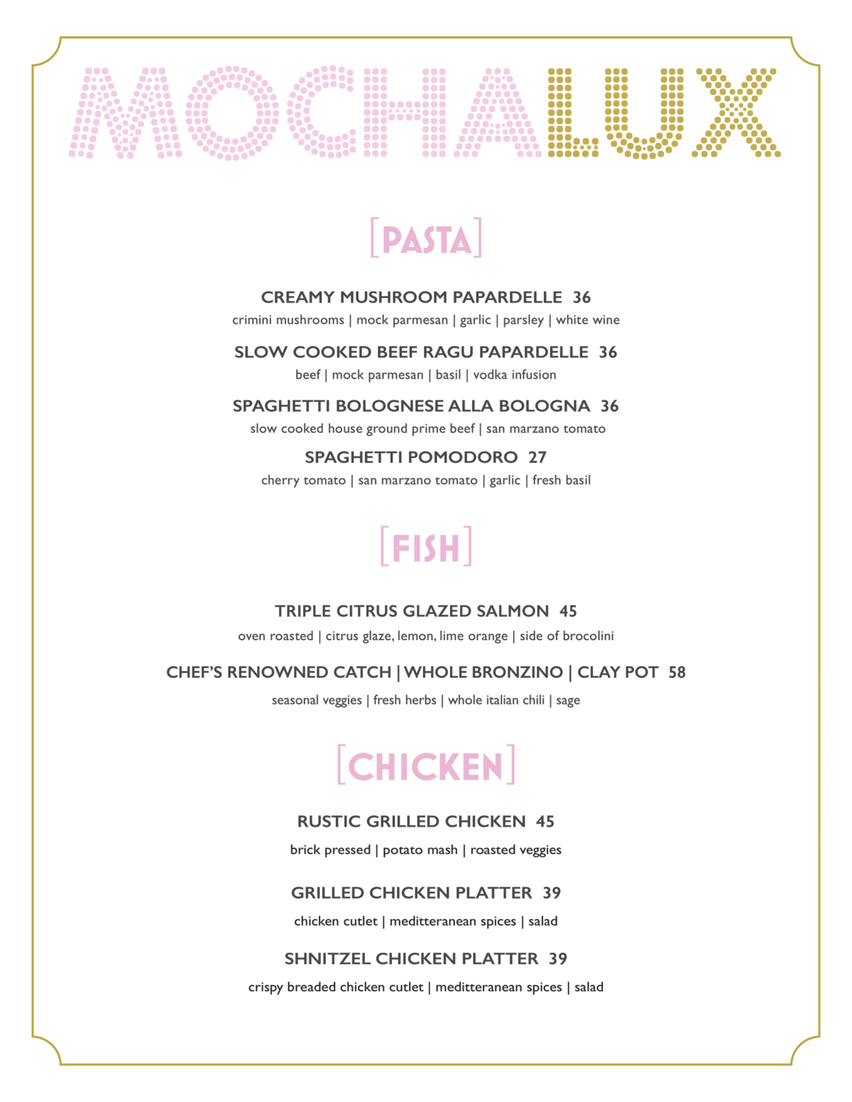 Menu - Mocha Burger Times Square