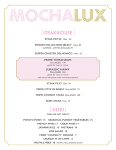 Menu - Mocha Burger Times Square