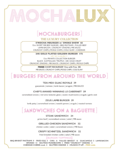 Menu - Mocha Burger Times Square